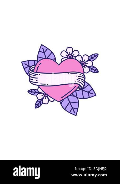 splitting effect animation of stylised image of a heart and banner ...