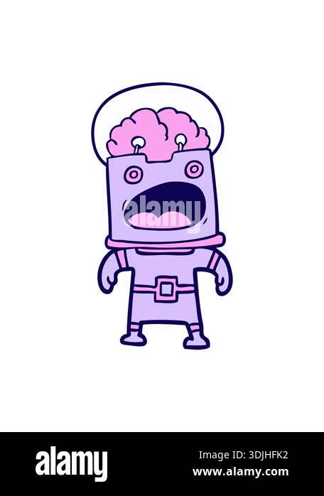 neon light effect animation of cartoon drawing robot Stock Video ...