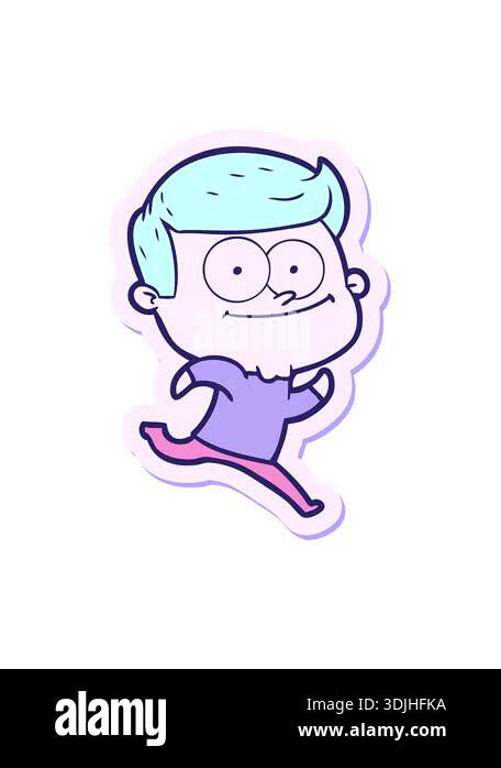 jiggle and pause animation of sticker of a cartoon happy man Stock ...