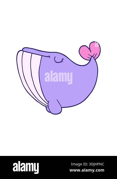 spinning motion animation of cartoon cute drawing of whale Stock Video ...