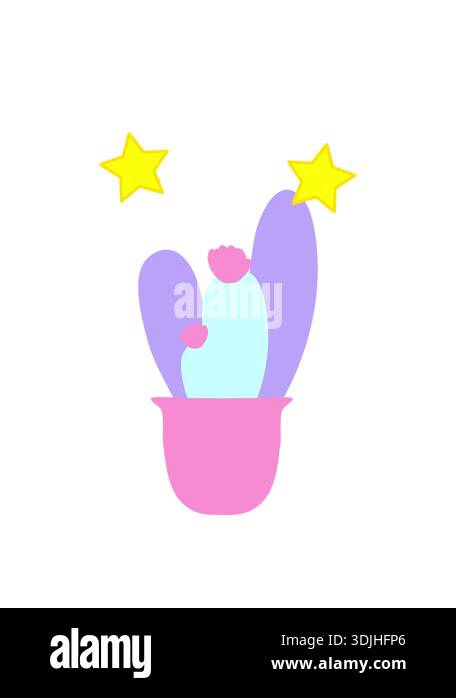 spinning stars animation of drawing of cactus Stock Video Footage - Alamy