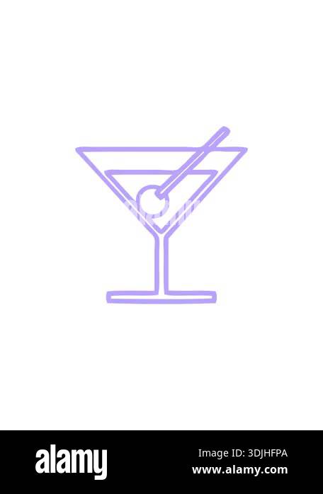 flashy sales animation of line drawing cartoon of a fancy cocktail icon ...