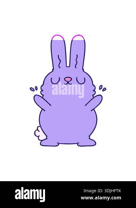 power up animation of hand drawn quirky cartoon rabbit Stock Video ...