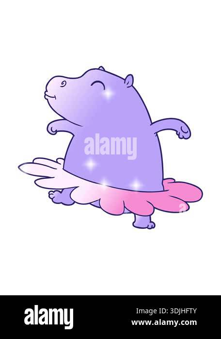 glitter effect animation of cartoon hippo ballerina Stock Video Footage ...