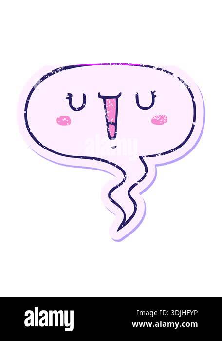 power up animation of happy cartoon face with speech bubble distressed ...