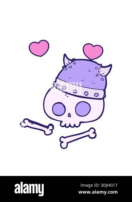 spinning hearts animation of freehand drawn cartoon viking helmet on ...
