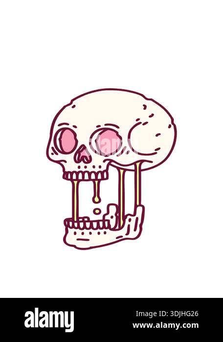 bobbing motion animation of design of a skull in bright glow color ...