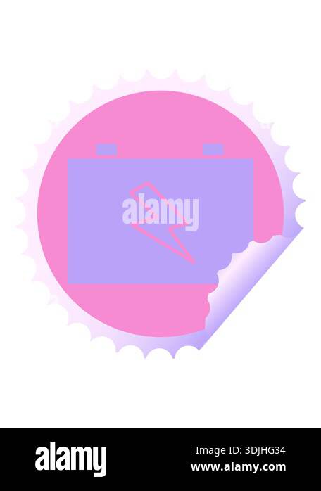 jiggle and pause animation of circular peeling sticker cartoon of a car ...