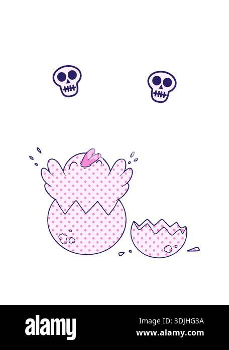 spinning skulls animation of cartoon chick hatching Stock Video Footage ...