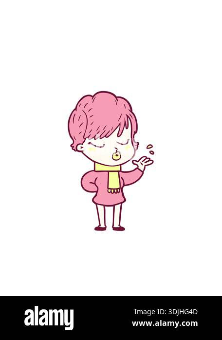 blinking radial lines animation of cartoon woman with eyes shut in ...