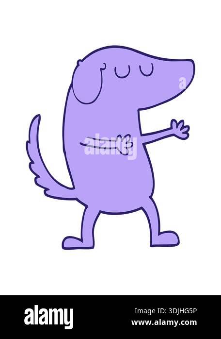 bobbing motion animation of hand drawn doodle style cartoon happy dog ...