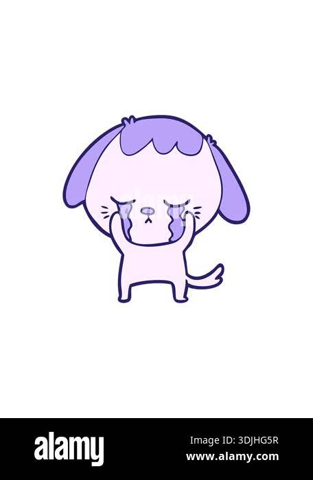 splitting effect animation of cute puppy crying cartoon Stock Video ...