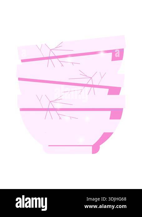glitter effect animation of stack of cracked old bowls graphic vector ...