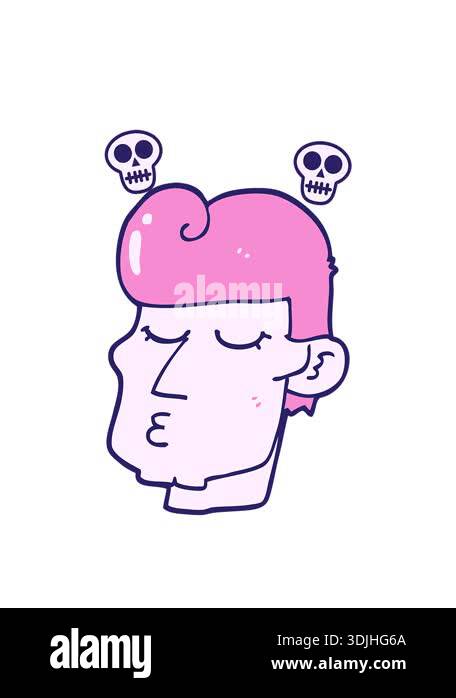 spinning skulls animation of cartoon handsome man Stock Video Footage ...