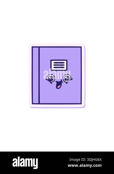 starburst effect animation of a sticker of a cute cartoon notebook ...