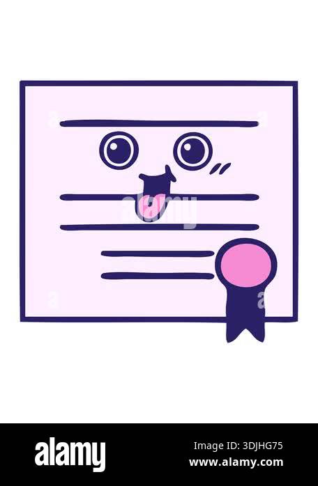 pressure popping animation of cute cartoon of a graduation diploma ...