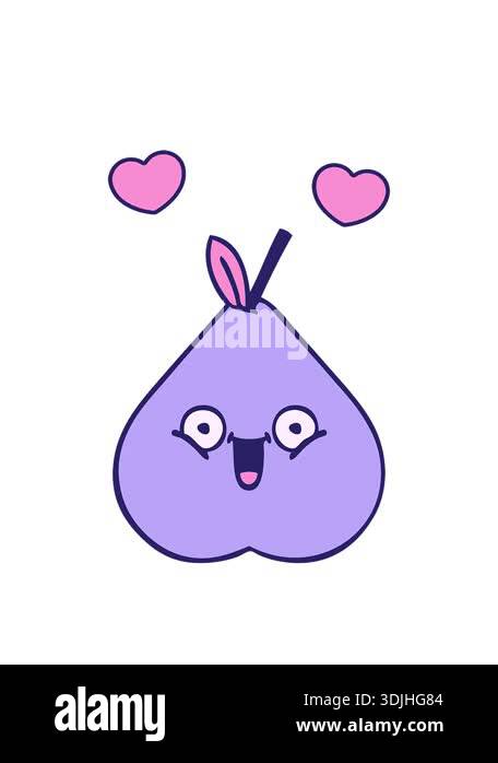 spinning hearts animation of cartoon of a green pear drawing Stock ...