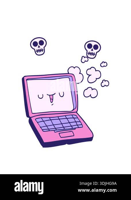 spinning skulls animation of a cartoon computer Stock Video Footage - Alamy