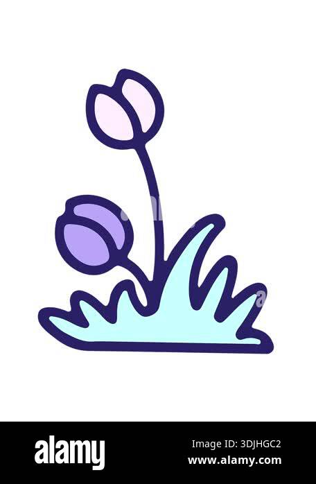 vibrating motion animation of cute simple tulip flower design Stock ...