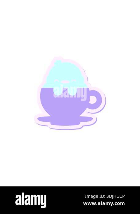 flashy sales animation of cute baby bird in tea cup sticker Stock Video ...