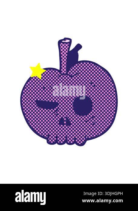 twinkling stars effect animation of freehand drawn cartoon poison apple ...