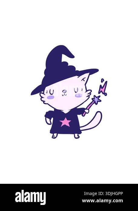popping motion animation of a magical amazing cartoon cat wizard Stock ...