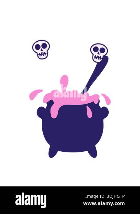 spinning skulls animation of bubbling cauldron Stock Video Footage - Alamy