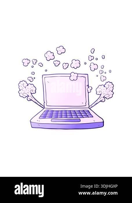 jiggle and pause animation of freehand drawn cartoon laptop computer ...