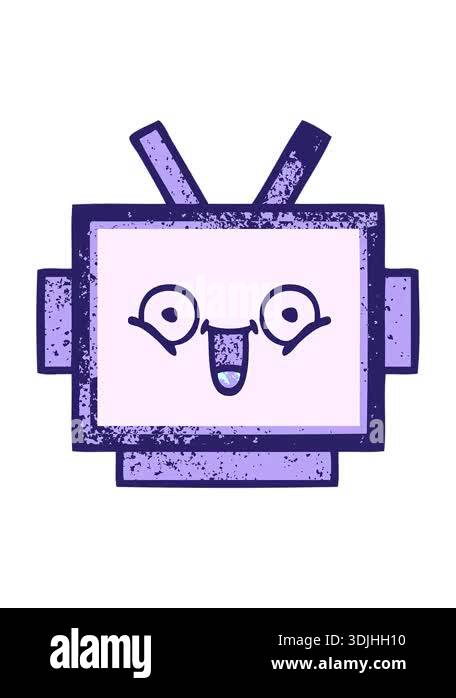 bobbing motion animation of retro grunge texture cartoon of a robot ...