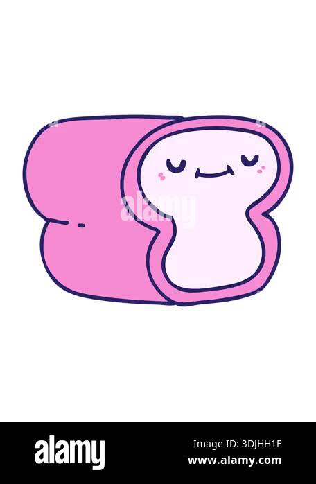 pixelize effect animation of cartoon loaf of bread with happy smile ...