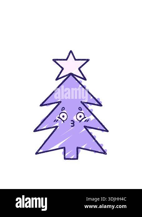 stretching up animation of Christmas Tree Chalk cartoon Stock Video ...