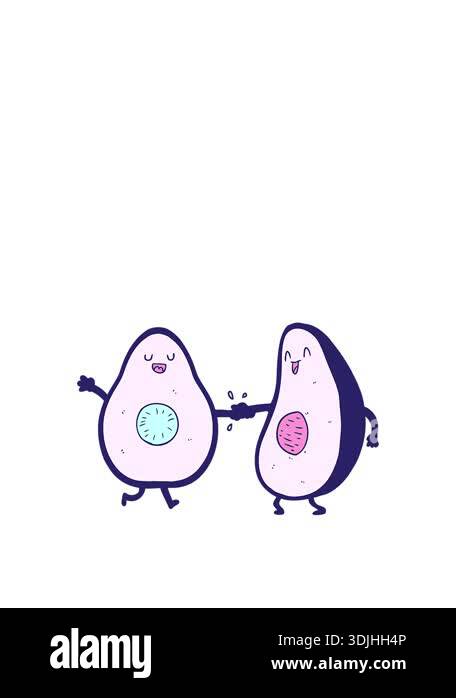 stretching up animation of cartoon dancing avocados Stock Video Footage ...