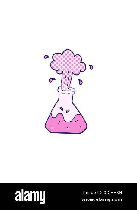 radioactive glowing animation of cartoon doodle science experiment ...