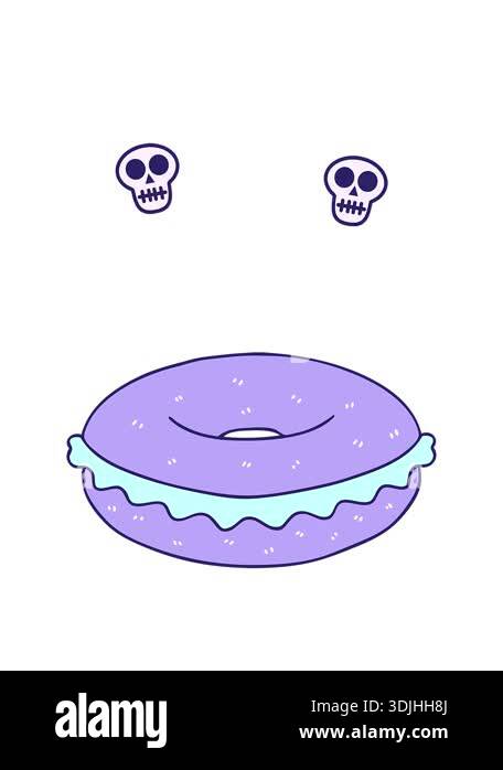 spinning skulls animation of hand drawn quirky cartoon bagel Stock ...