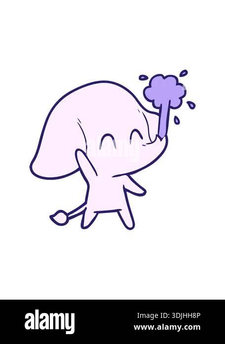 spinning motion animation of a cute cartoon elephant spouting water ...