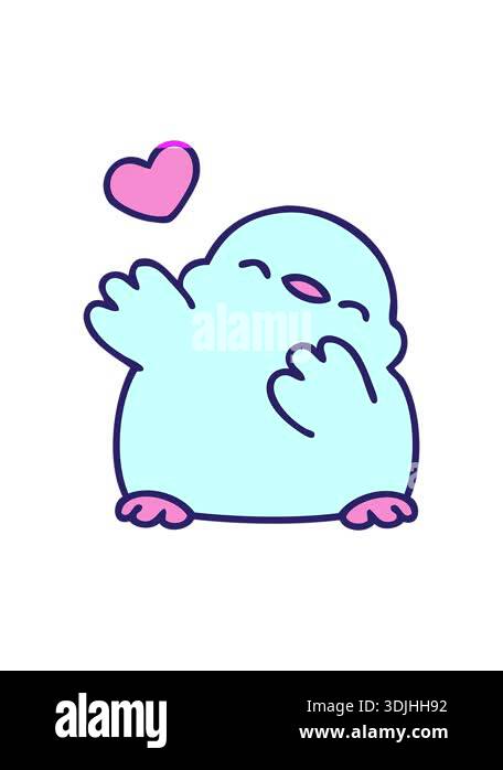 power up animation of cartoon of a cute baby bird with love heart Stock ...