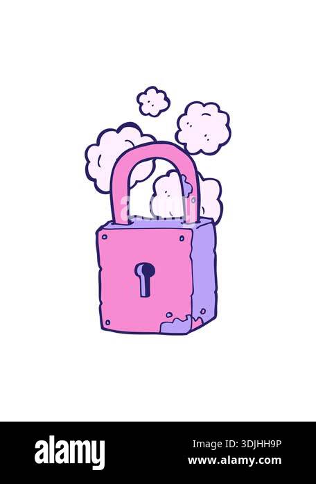 jiggle and pause animation of cartoon rusty lock Stock Video Footage ...