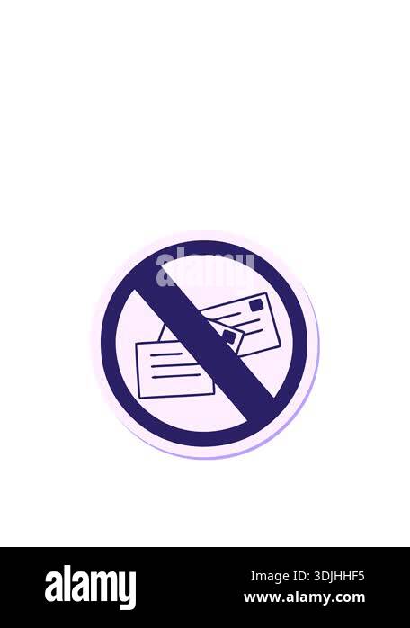 jumping motion animation of a sticker of a cute cartoon no post sign ...