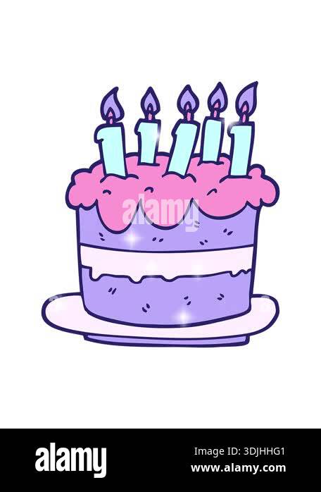 glitter effect animation of cartoon birthday cake Stock Video Footage ...