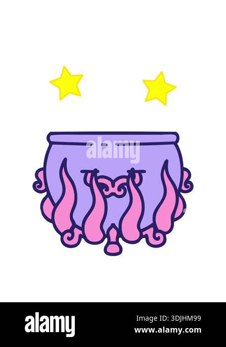 spinning stars animation of iconic tattoo style image of a lit cauldron ...