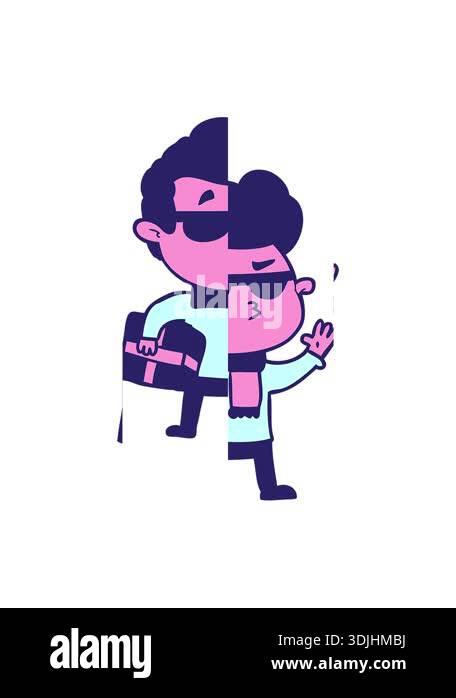 splitting motion animation of cartoon of a cool guy Stock Video Footage ...