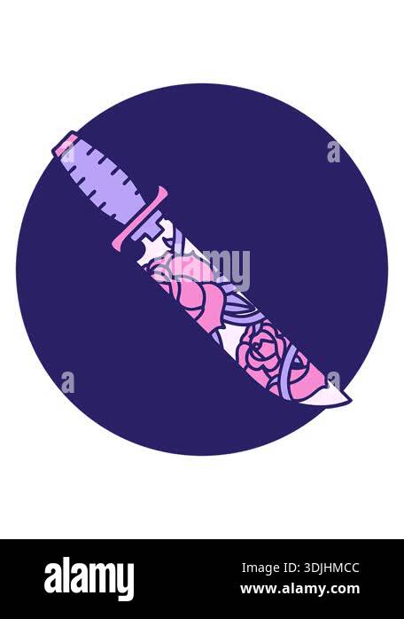 shaking motion animation of iconic tattoo style image of a dagger with ...