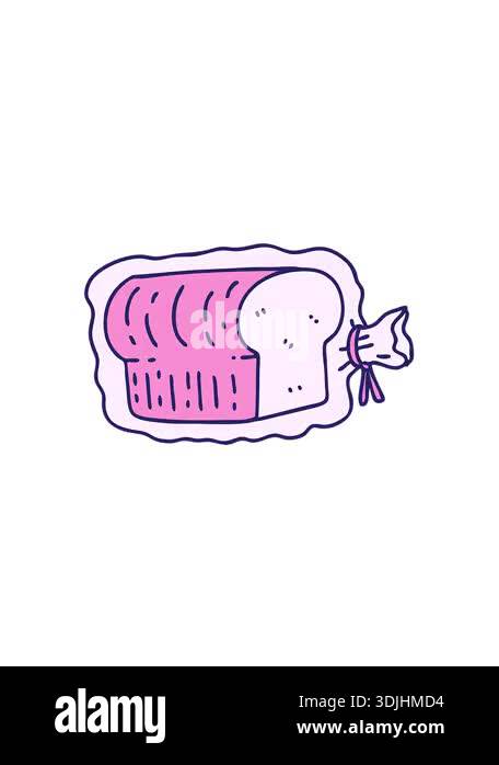 rise and float animation of cartoon loaf of bread in plastic bag Stock ...
