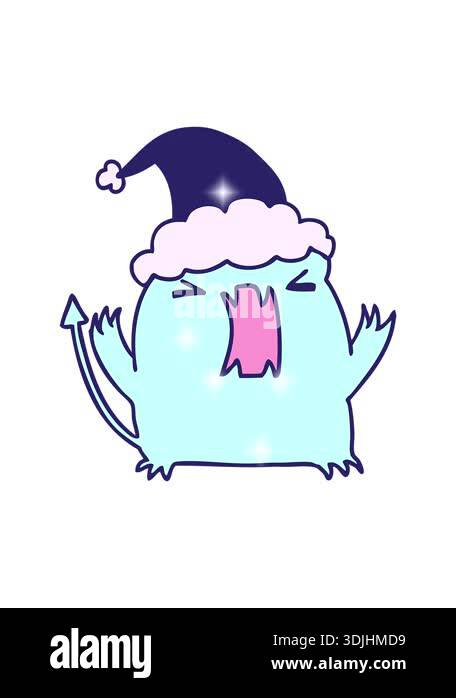 glitter effect animation of hand drawn christmas cartoon of kawaii ...