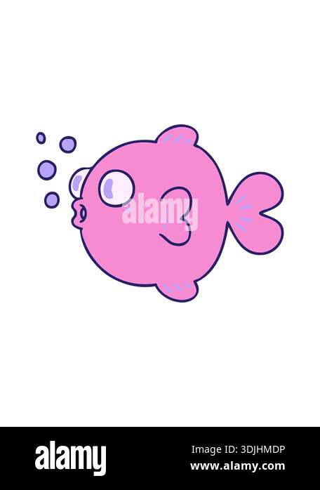 bob and pause animation of hand drawn fun cartoon fish Stock Video ...