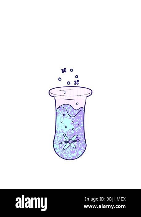 stretching up animation of cartoon bubbling test tube Stock Video ...