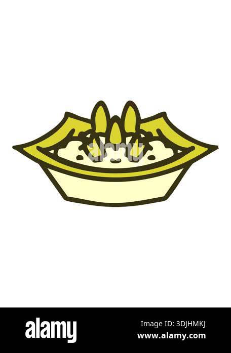 changing color animation of a traditional japanese rice dish in square ...