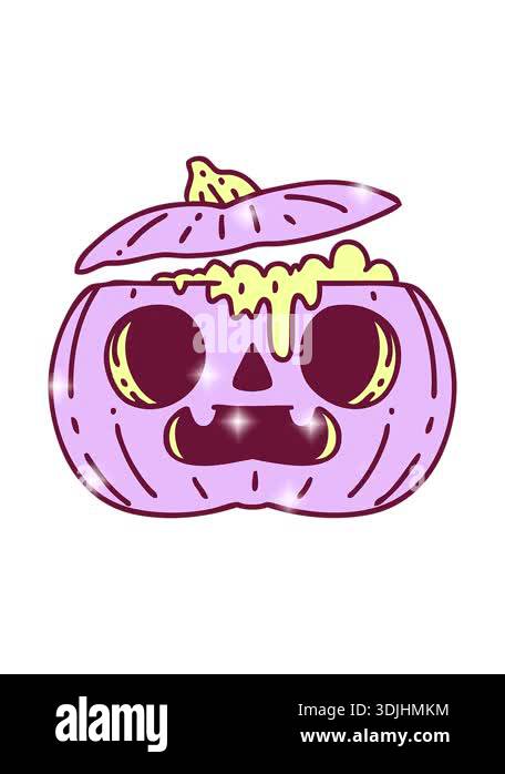 glitter effect animation of cartoon of a spooky halloween pumpkin in ...