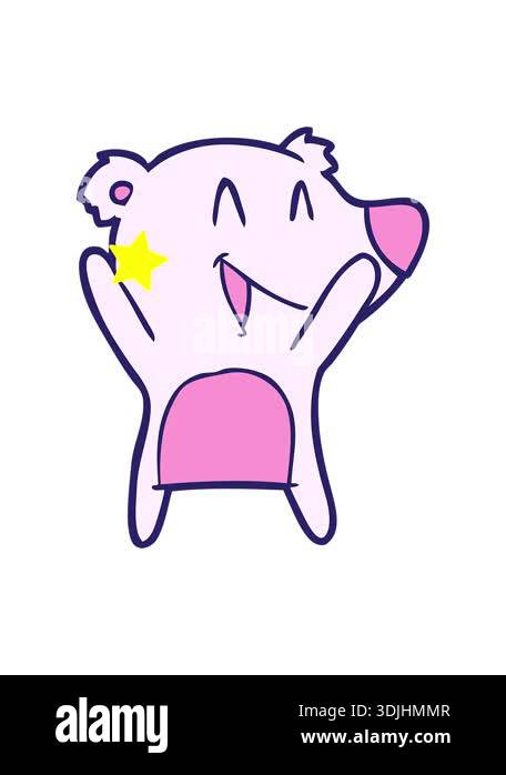 twinkling stars effect animation of laughing polar bear drawing Stock ...