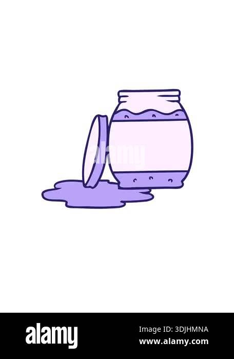 rise and float animation of cartoon doodle of a strawberry jam Stock ...